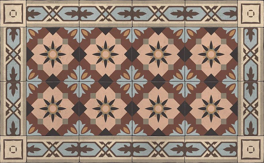 Clover Antique Vinyl Floor Mat | 60x80 | Coco Blue