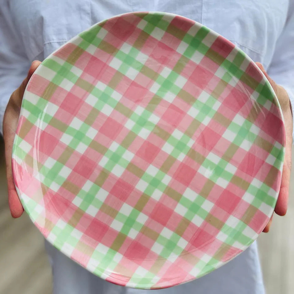 Noss Dinner Plate | Set of 1 | Pink & Green Gingham– Coco Blue