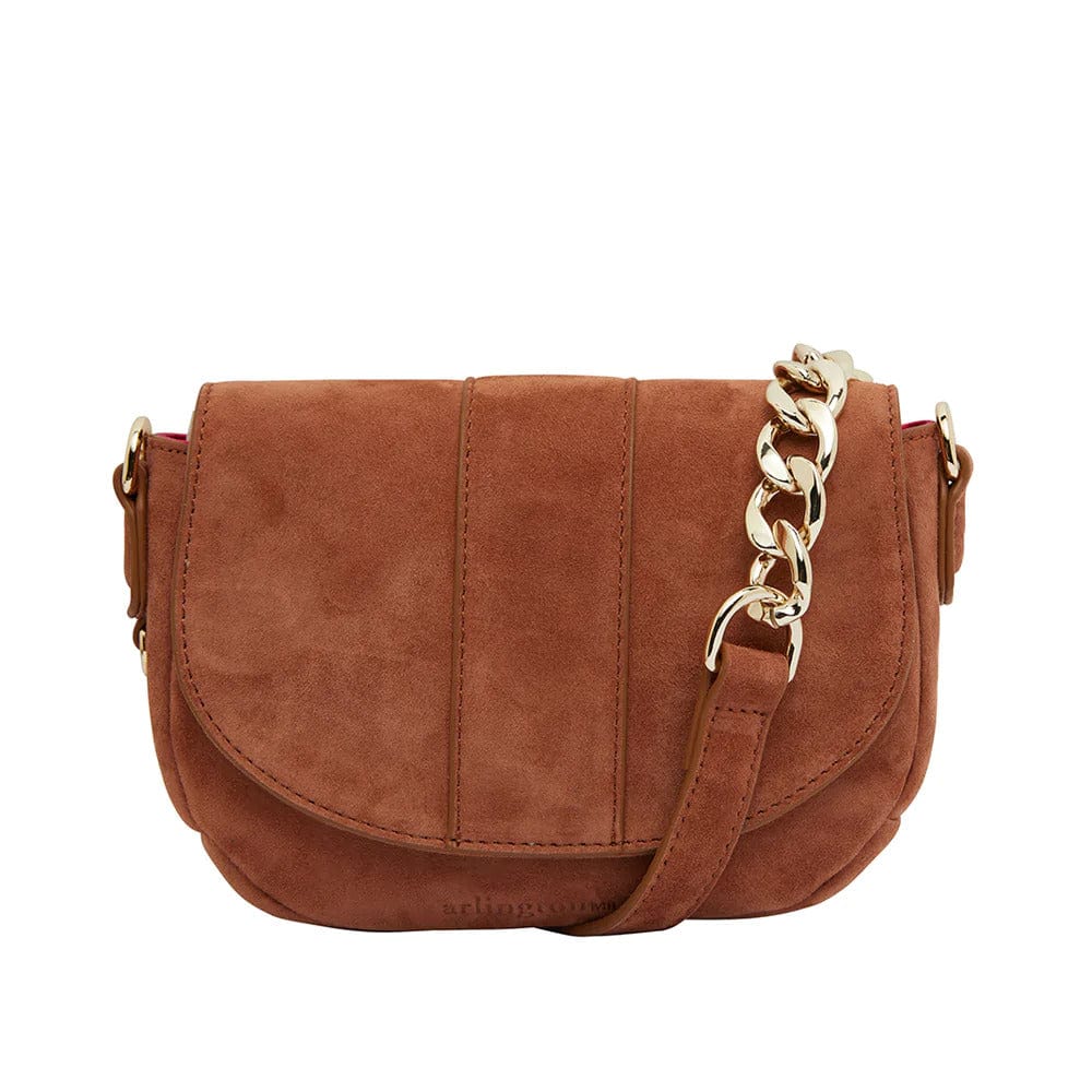 Mini Zara Saddle Bag | Gingerbread Suede | Coco Blue